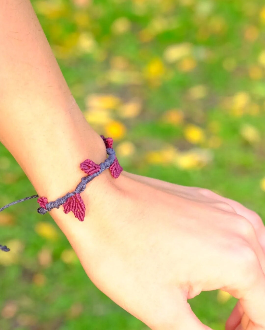 Autumn Leafy Macrame Bracelet Forest Magical Fairy Macrame - Etsy
