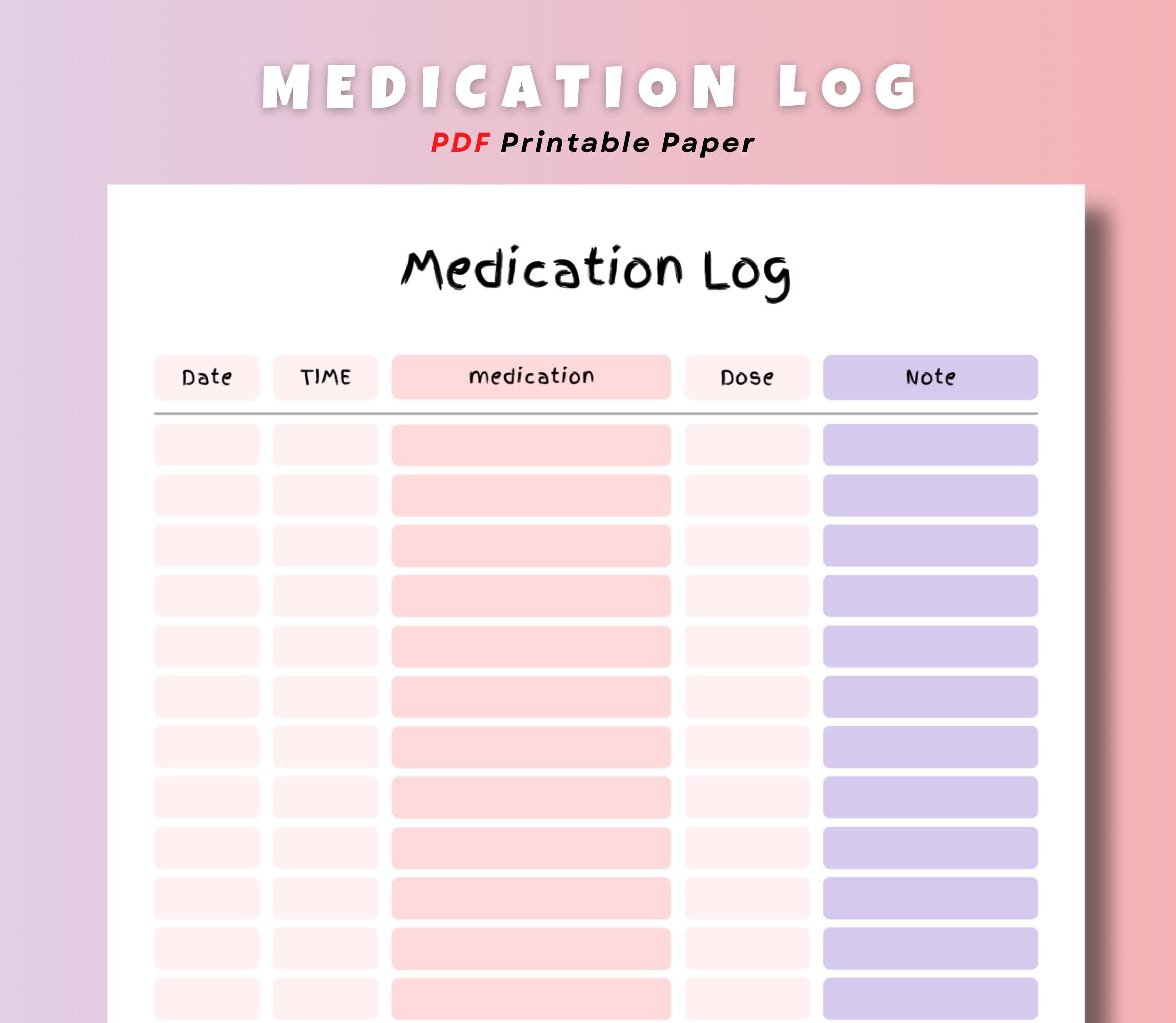 Medication Tracker, Printable Easy Medicine Chart, Weekly Medication ...