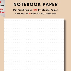 Notebook Paper Digital Download, School Paper, Lined Paper PDF Printable Paper - Dot Grid Paper ...