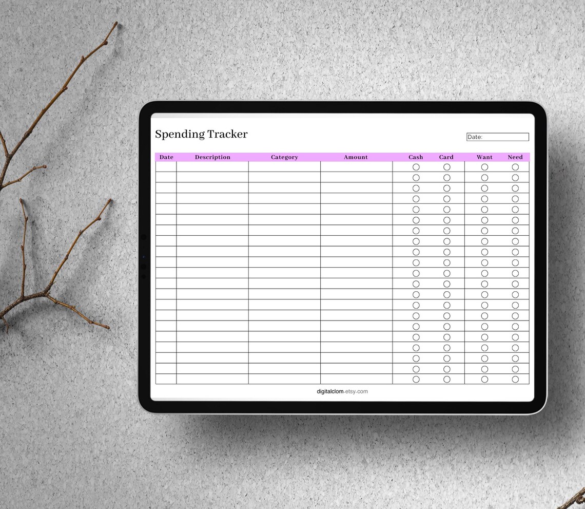 Spending Tracker Printable PDF Download Money Planner Page Purple ...