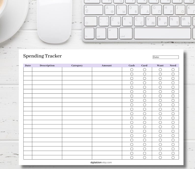 Spending Tracker Printable: Expense Log, Budget Planner (PDF Download ...