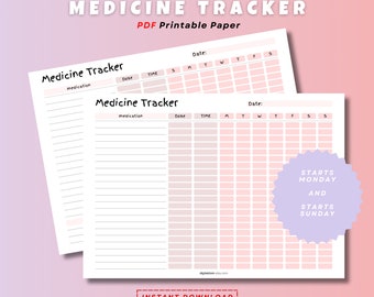 Printable Weekly Medication Tracker: Minimalist Medicine & Supplement ...