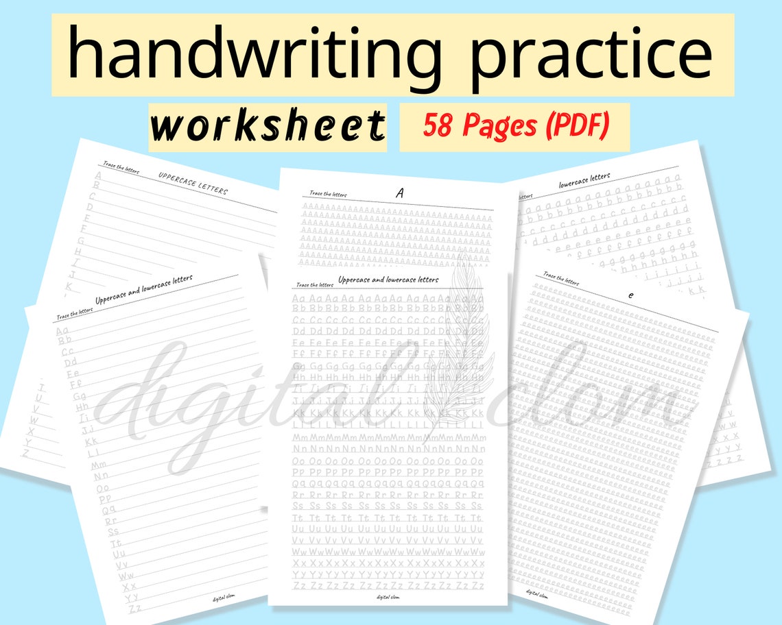 Handwriting Practice Printable Handwriting Worksheets58 | Etsy