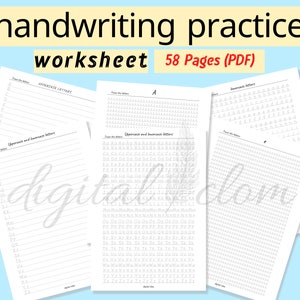 Handwriting Practice Printable Handwriting Worksheets58 | Etsy