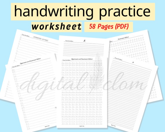 Handwriting Practice Printable Handwriting Worksheets58 | Etsy
