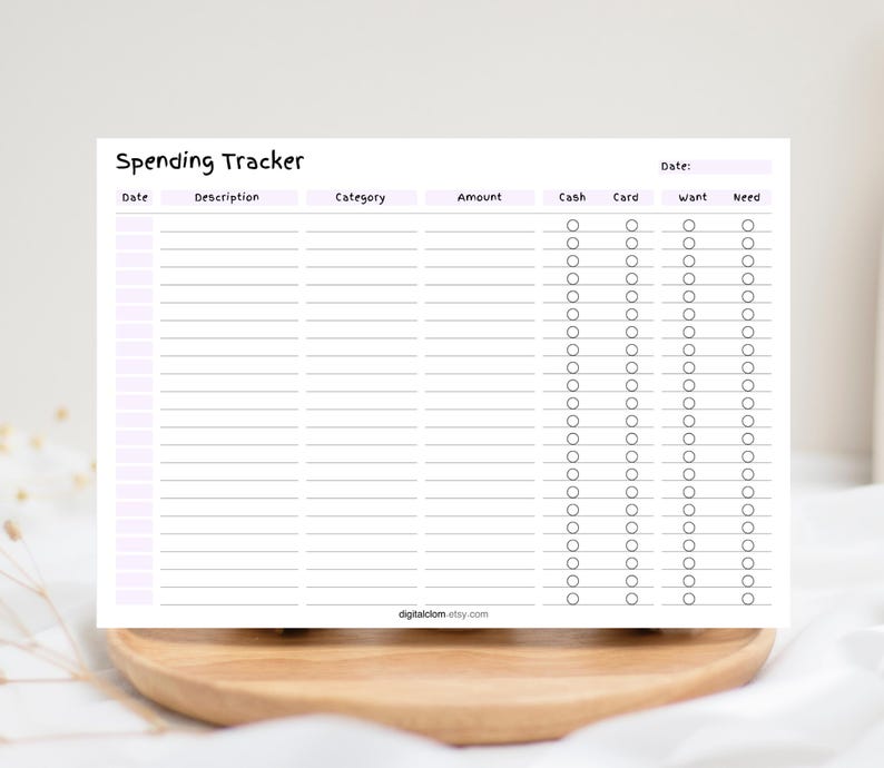 Spending Tracker Printable: Expense Log, Budgeting Sheet (PDF Download ...