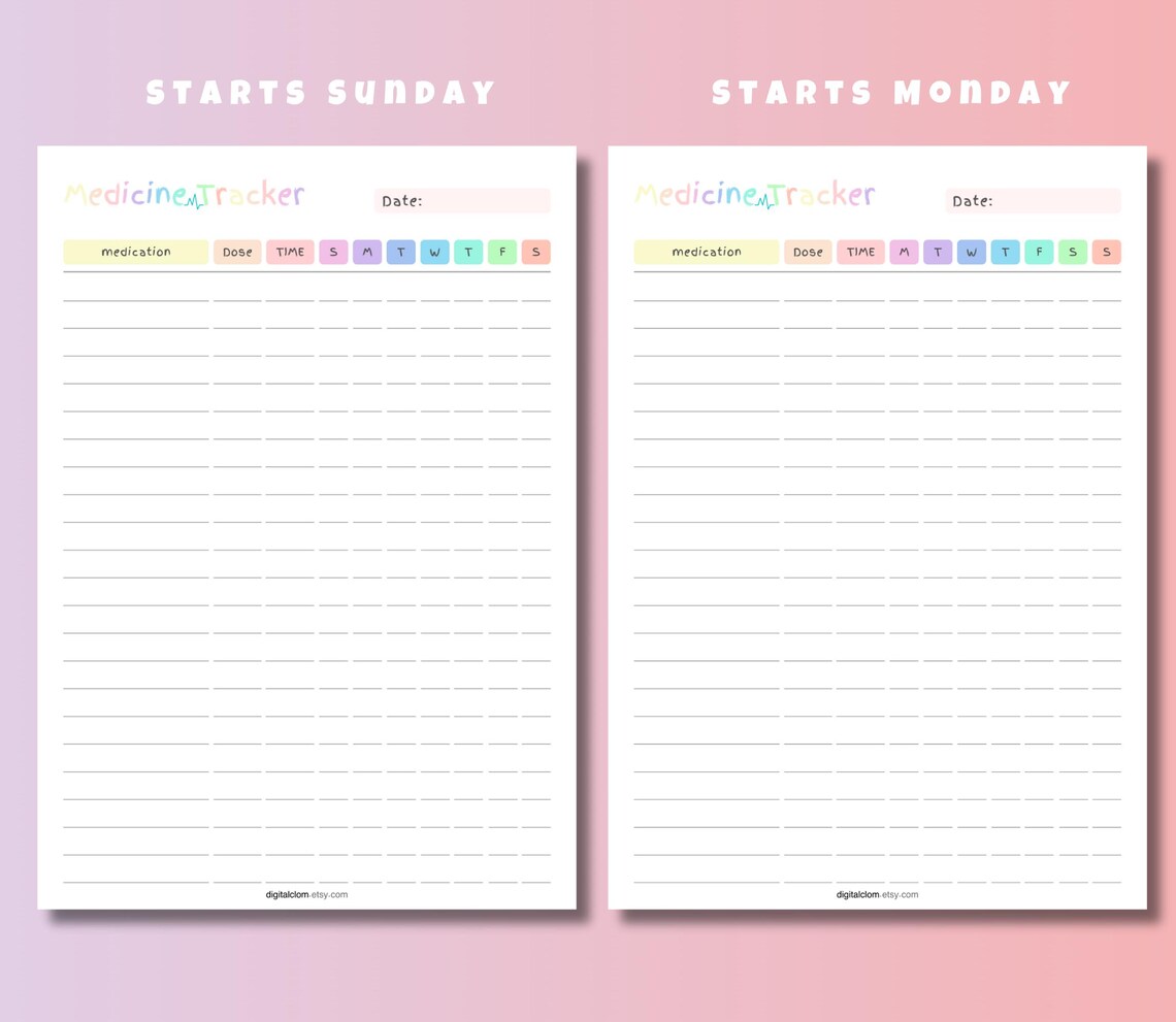 Printable Weekly Medication Tracker: Easy Medicine Chart (PDF Download ...