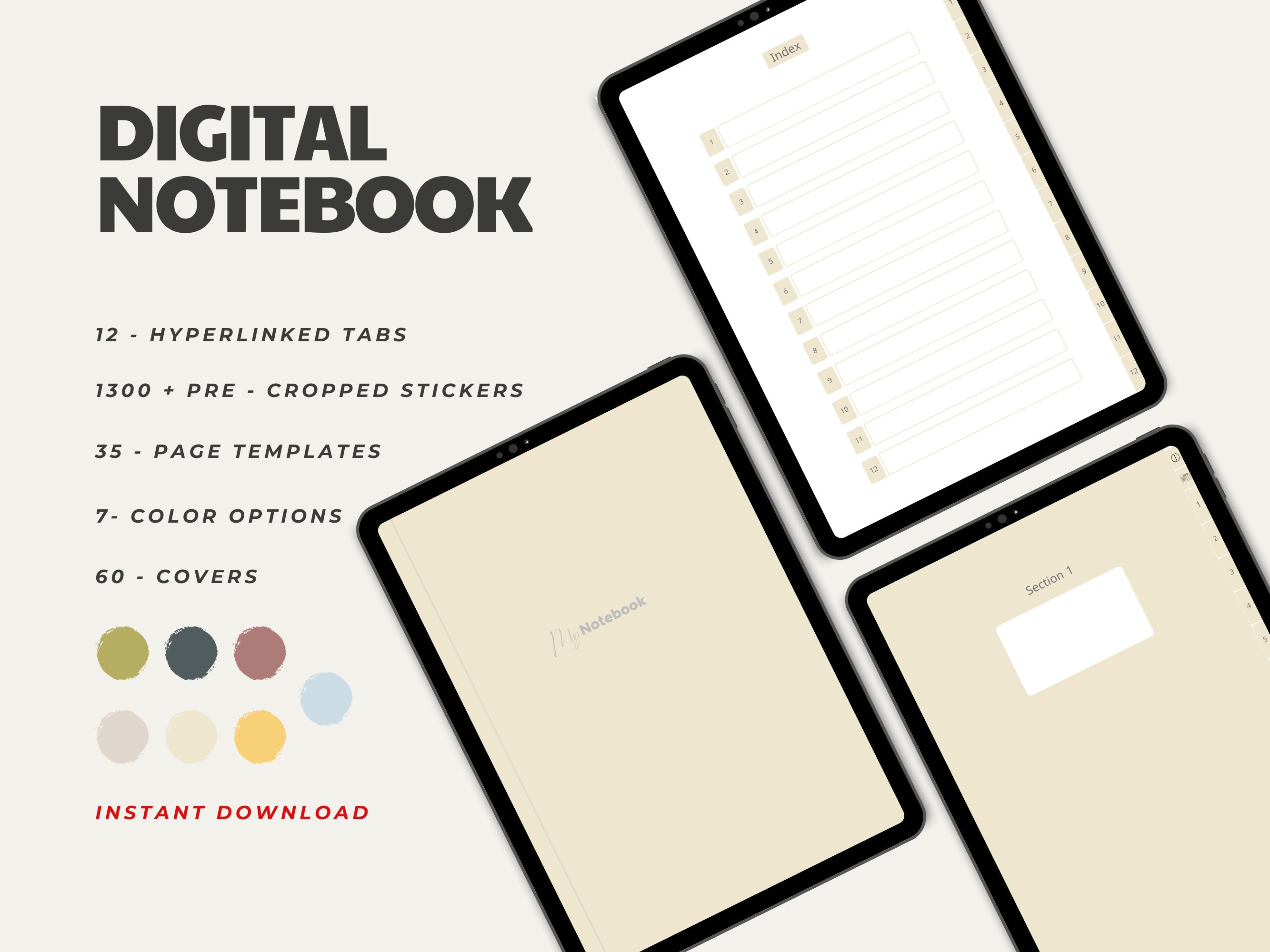 Student Notebook, Digital Notebook Hyperlinks, Goodnotes Notebook ...