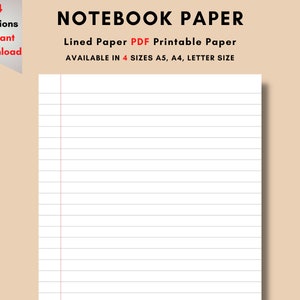 Notebook Paper Digital Download School Paper Lined Paper PDF Printable ...