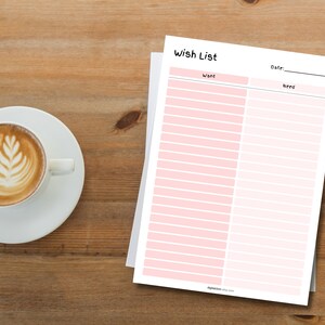 Printable Wish List, Bucket List, Shopping List, Downloadable, Things ...