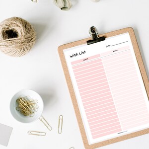 Printable Wish List, Bucket List, Shopping List, Downloadable, Things ...