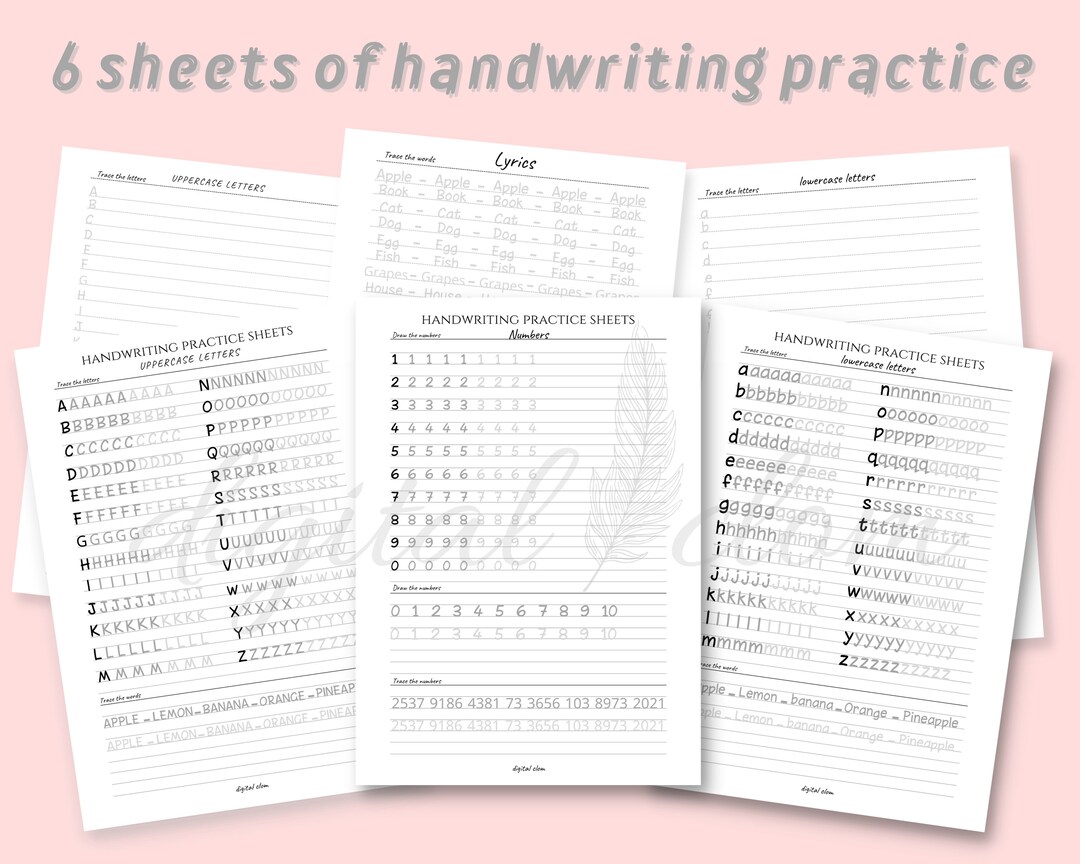 Printable Handwriting Worksheets–6 Pages | Handwriting Practice ...