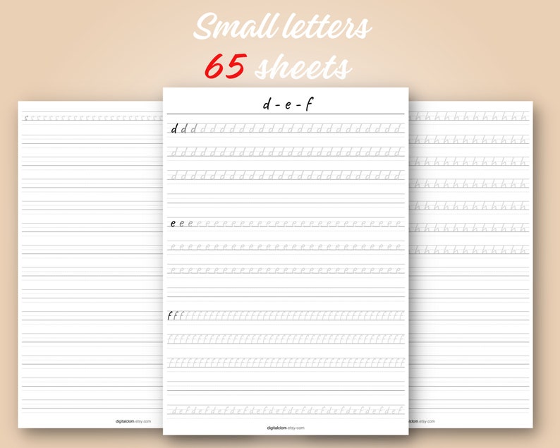 Hand Lettering DIGITAL DOWNLOAD English Handwriting Practice Sheets ...