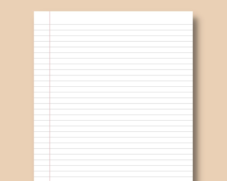 Printable Lined Notebook Paper: A5, A4, Letter Size (PDF Digital ...
