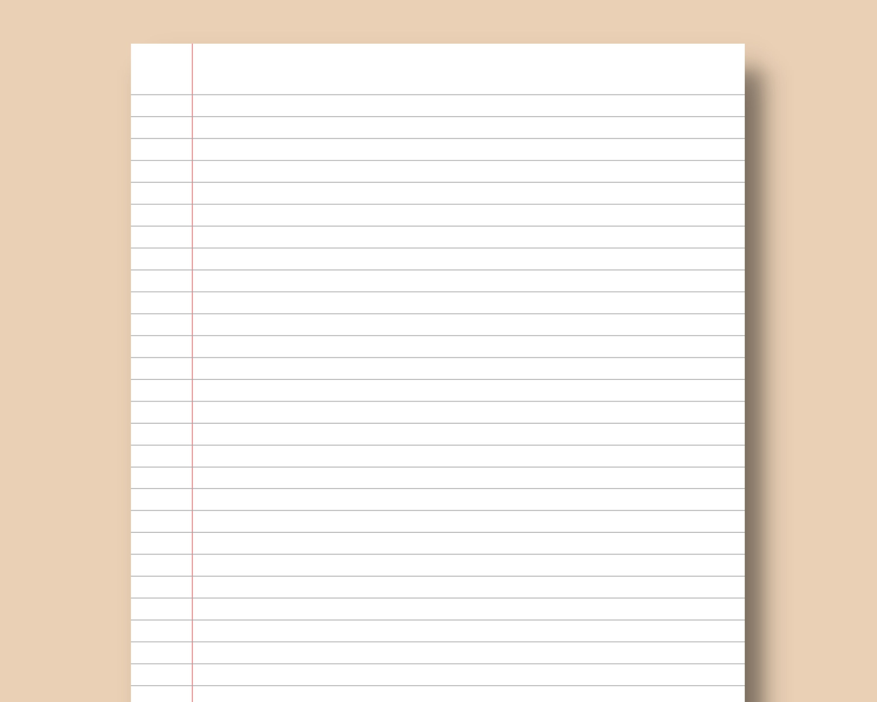 Printable Lined Notebook Paper: A5, A4, Letter Size (PDF Digital ...