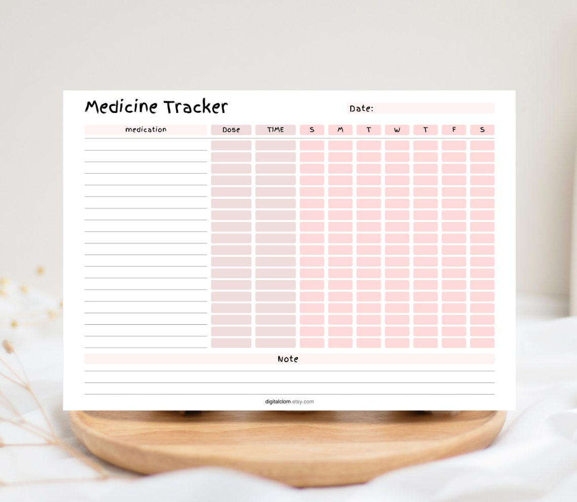 Medication Tracker, Printable Easy Medicine Chart, Weekly Medication ...