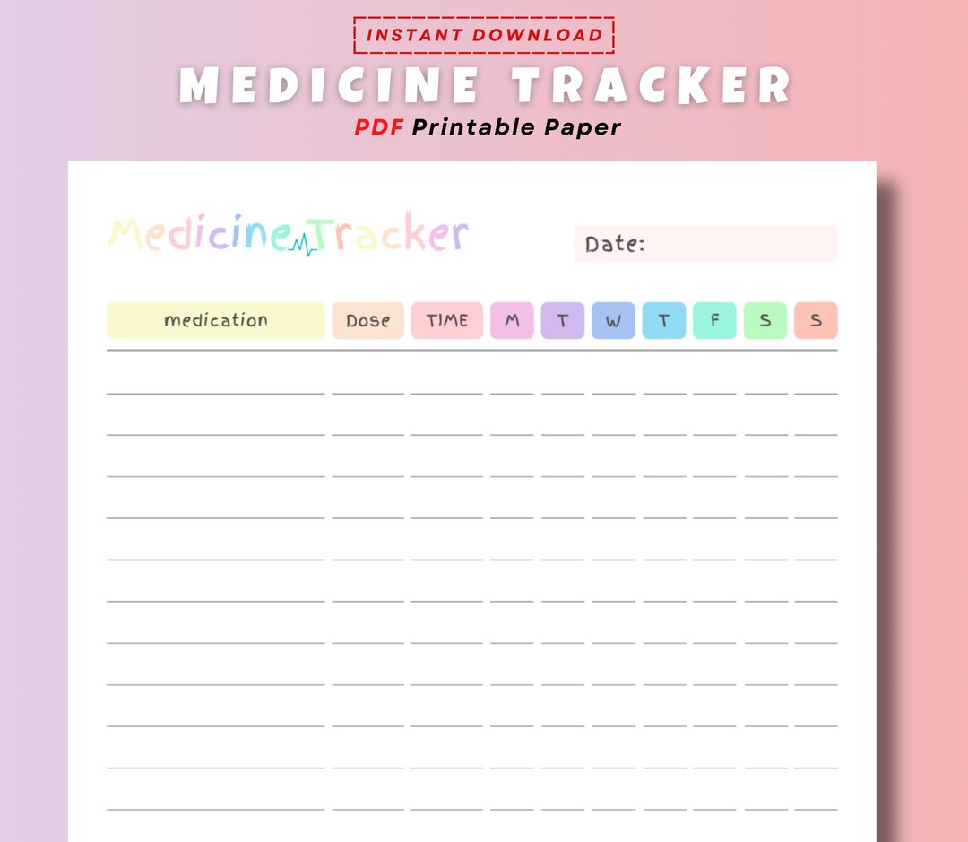 Medication Tracker, Printable Easy Medicine Chart, Weekly Medication ...