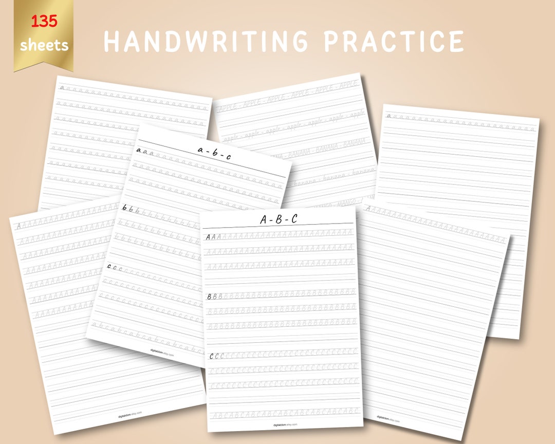 Hand Lettering DIGITAL DOWNLOAD English Handwriting Practice Sheets ...