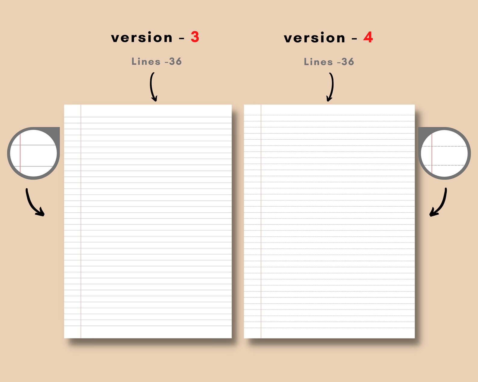 Printable Lined Notebook Paper: A5, A4, Letter Size (PDF Digital ...
