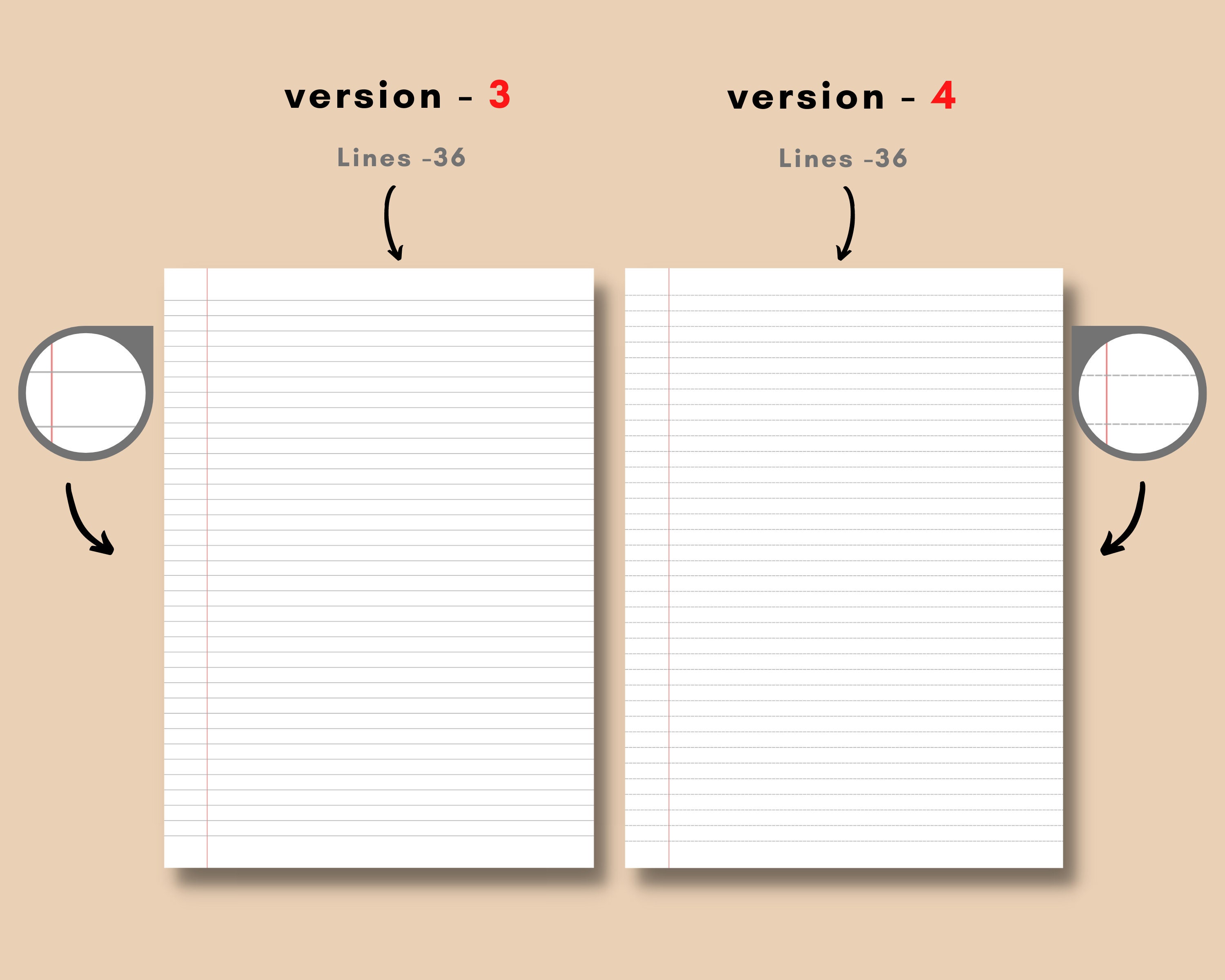 Printable Lined Notebook Paper: A5, A4, Letter Size (PDF Digital ...