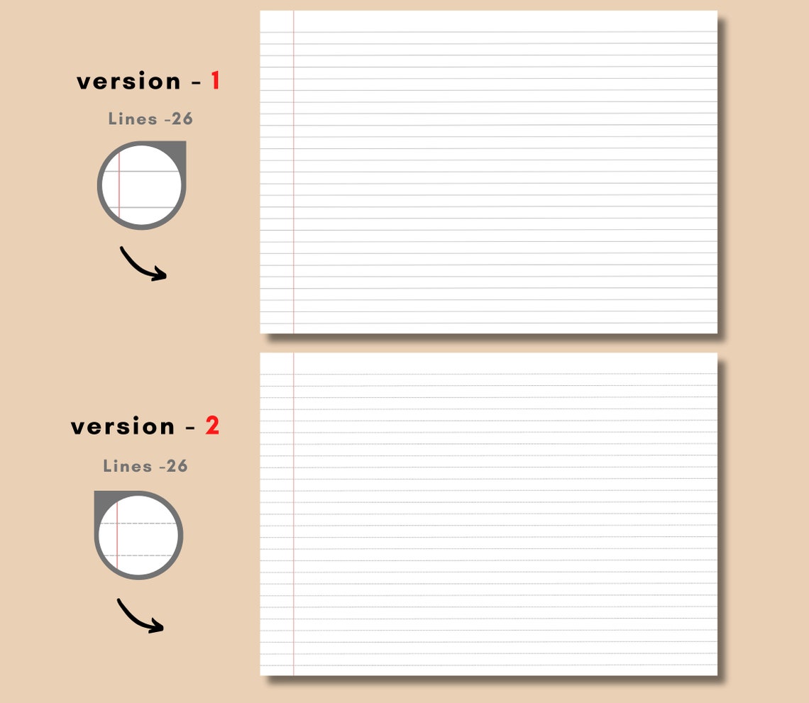 Horizontal Notebook Paper Digital Download, School Paper, Lined Paper ...