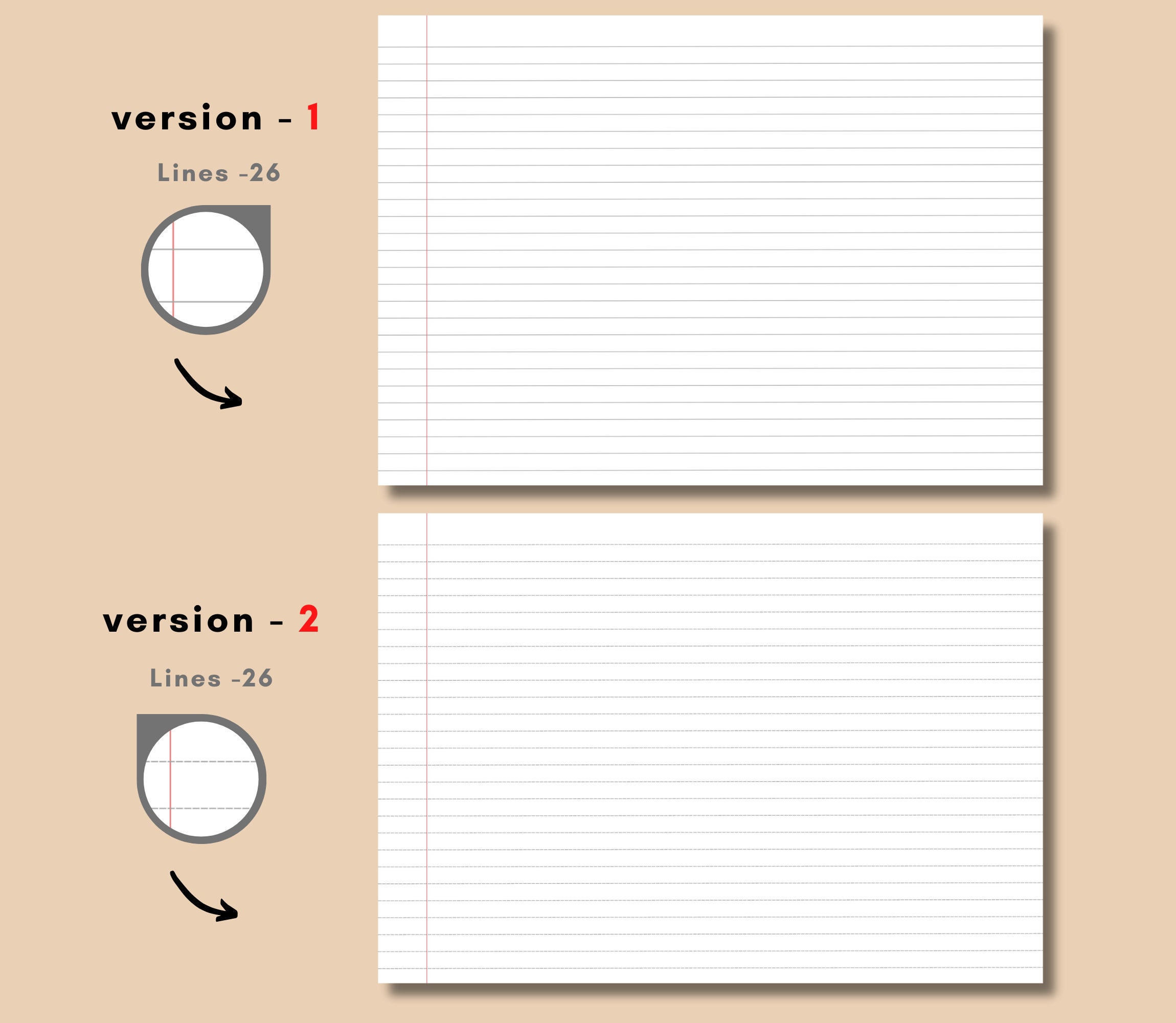 Horizontal Notebook Paper Digital Download, School Paper, Lined Paper ...