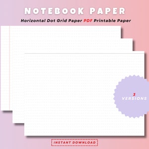 Horizontal Notebook Paper Digital Download, School Paper, Horizontal ...