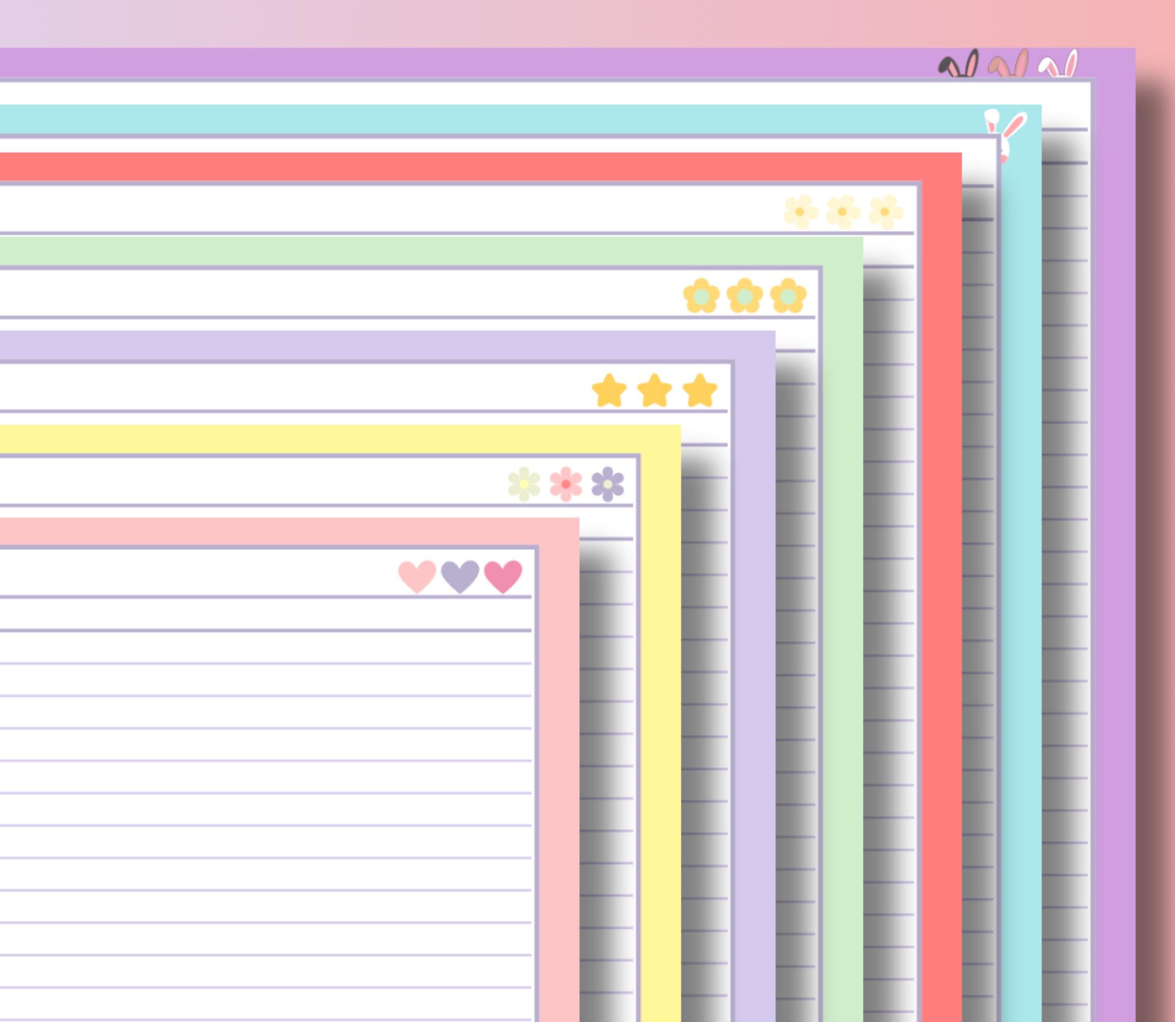 Horizontal Notebook Paper Digital Download - School Paper - Lined Paper ...