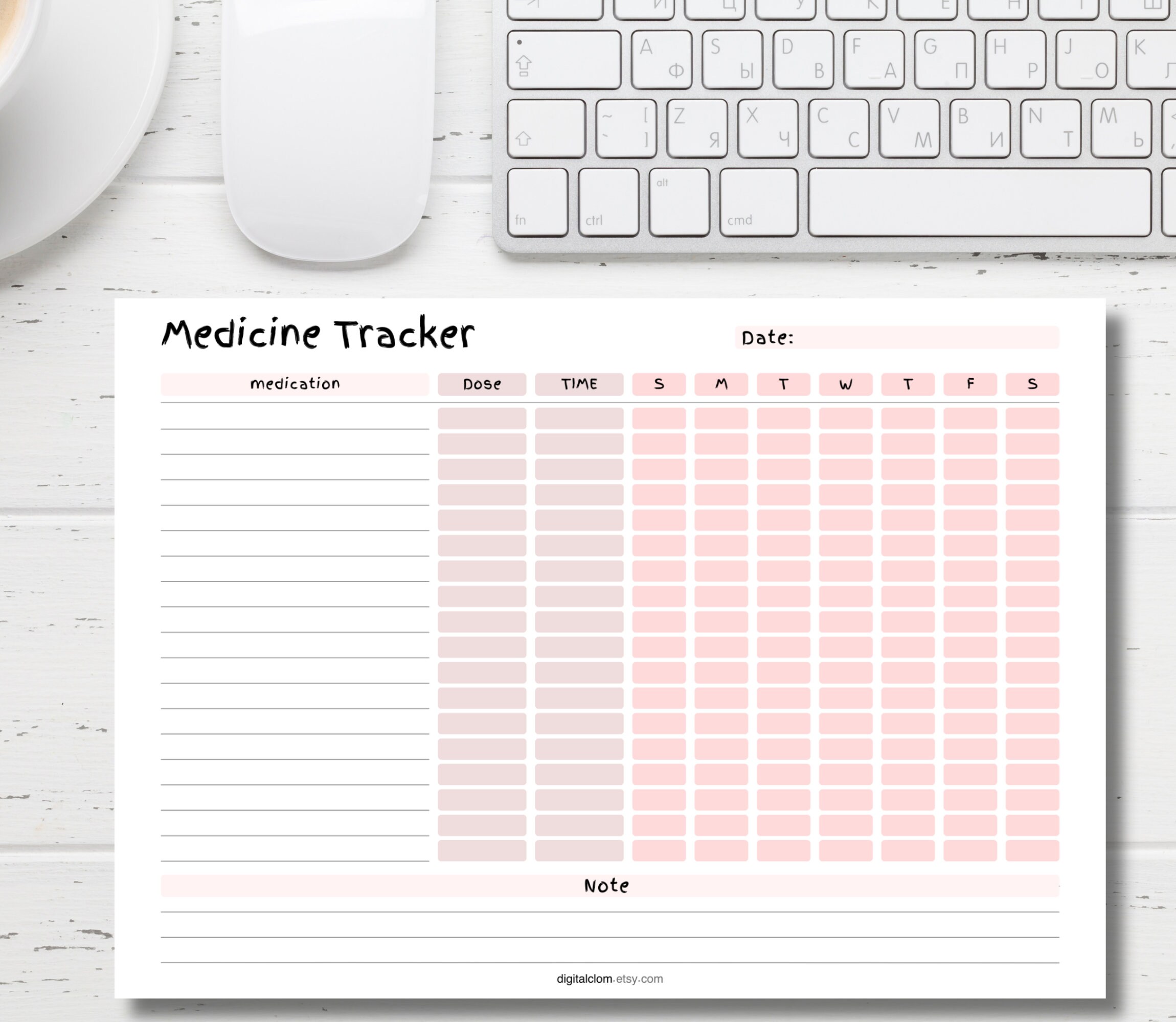 Medication Tracker, Printable Easy Medicine Chart, Weekly Medication ...