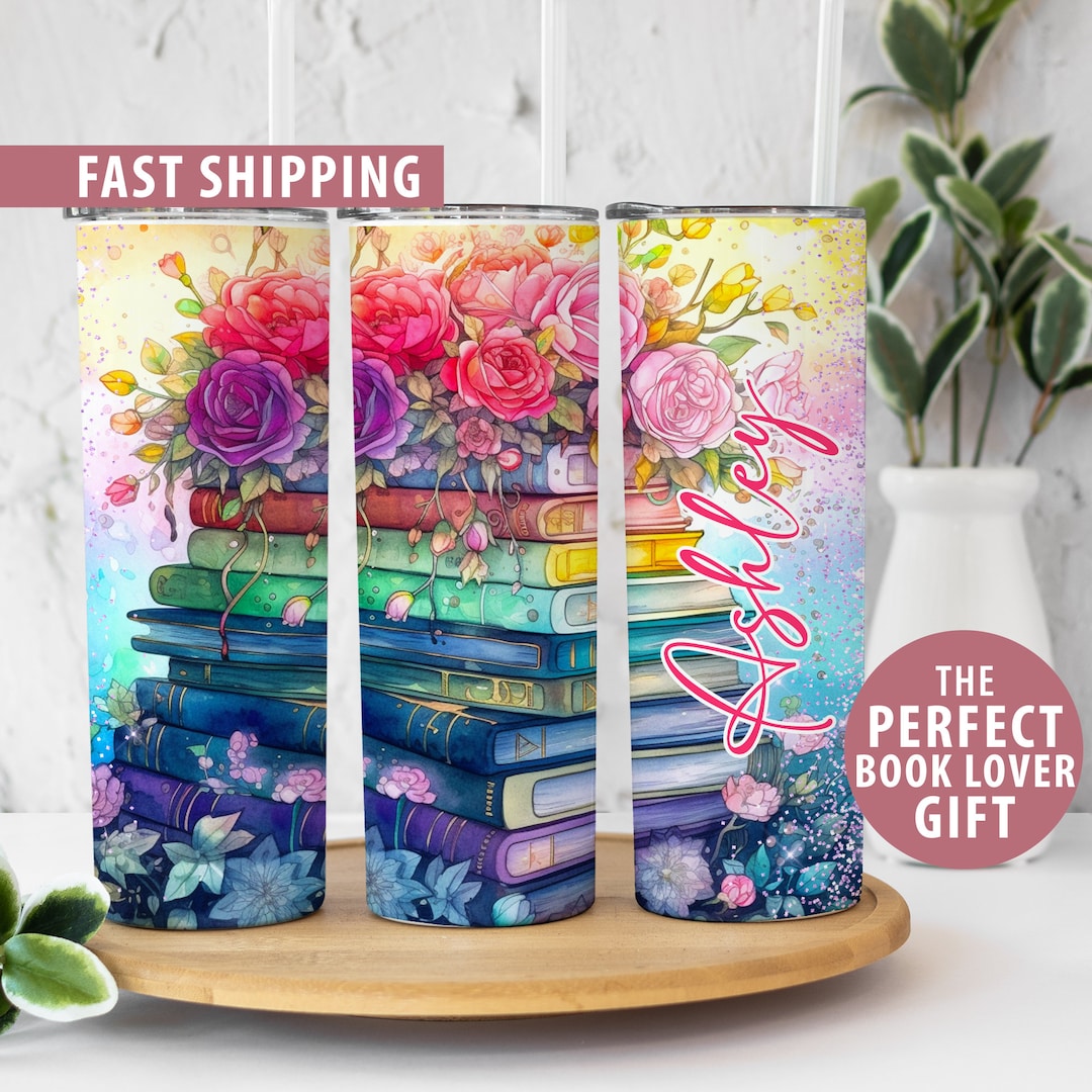 Personalized Book Lover Tumbler Gift for Book Lover, Custom Name Books ...