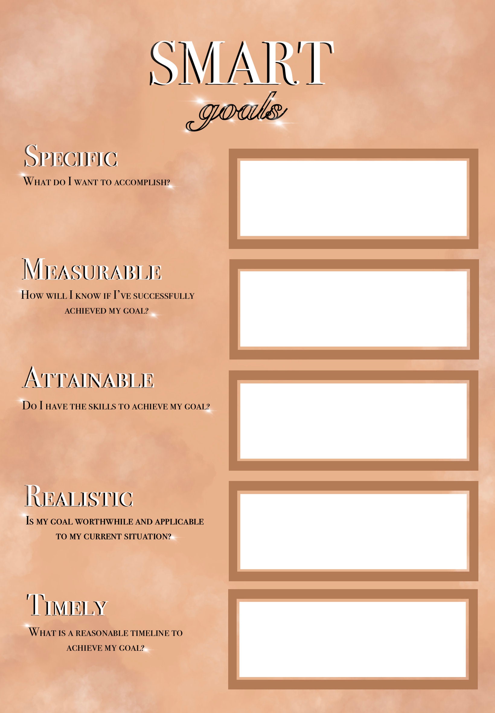 SMART Goals Worksheet - Beige - Etsy