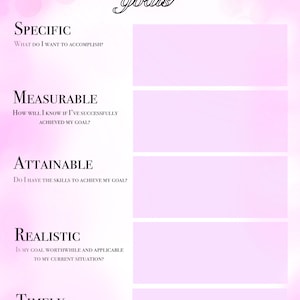 SMART Goals Worksheet - Pink - Etsy