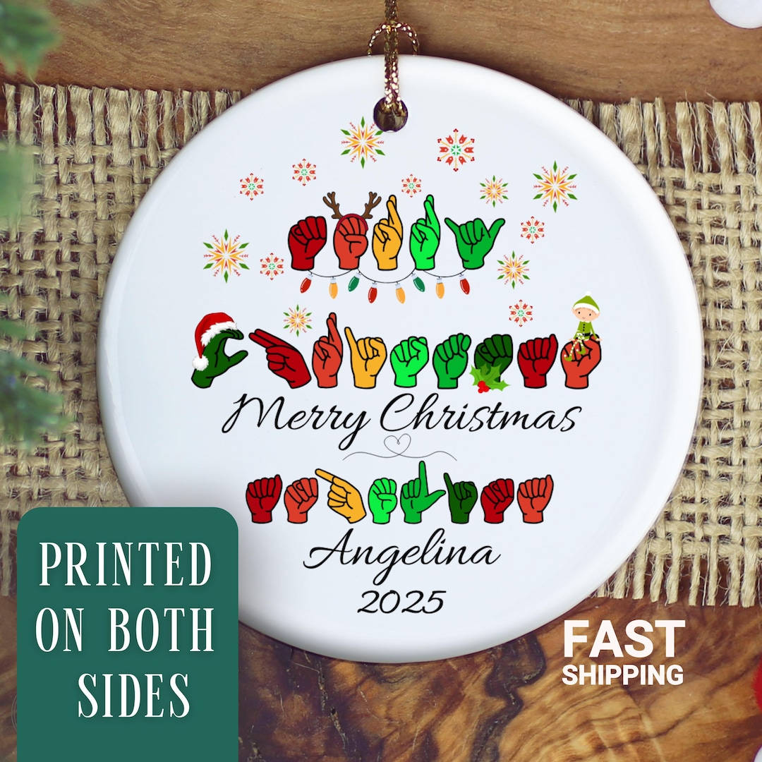 Personalized ASL Merry Christmas Ornament, Sign Language Christmas Gift ...