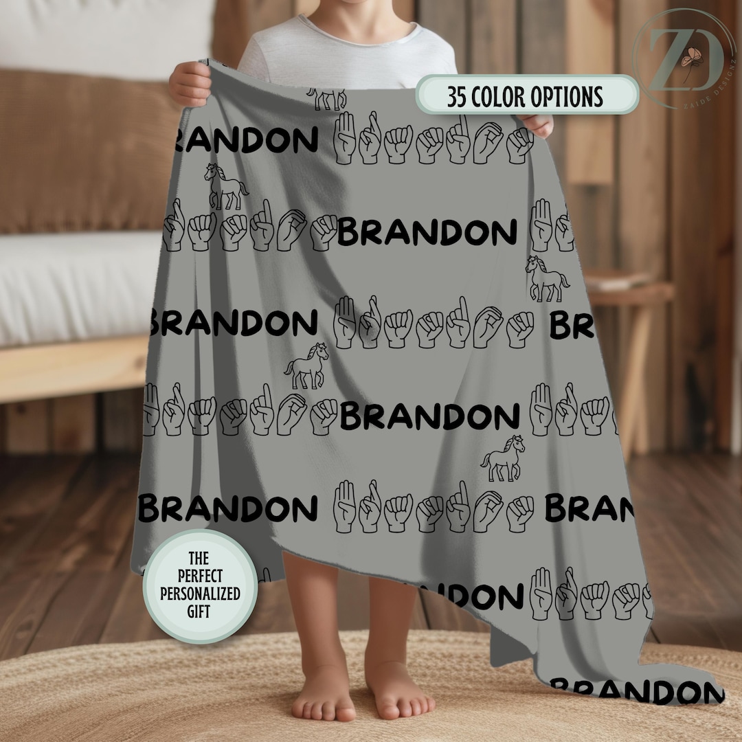 ASL Name Blanket, Personalized ASL Baby Throw, Deaf Culture Gift ...