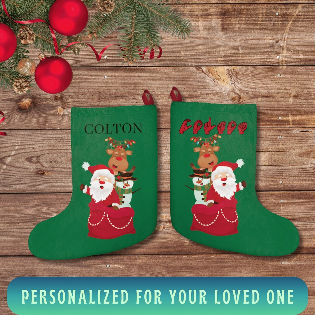ASL Santa Stocking, ASL Christmas Stocking, Sign Language Gift, ASL ...