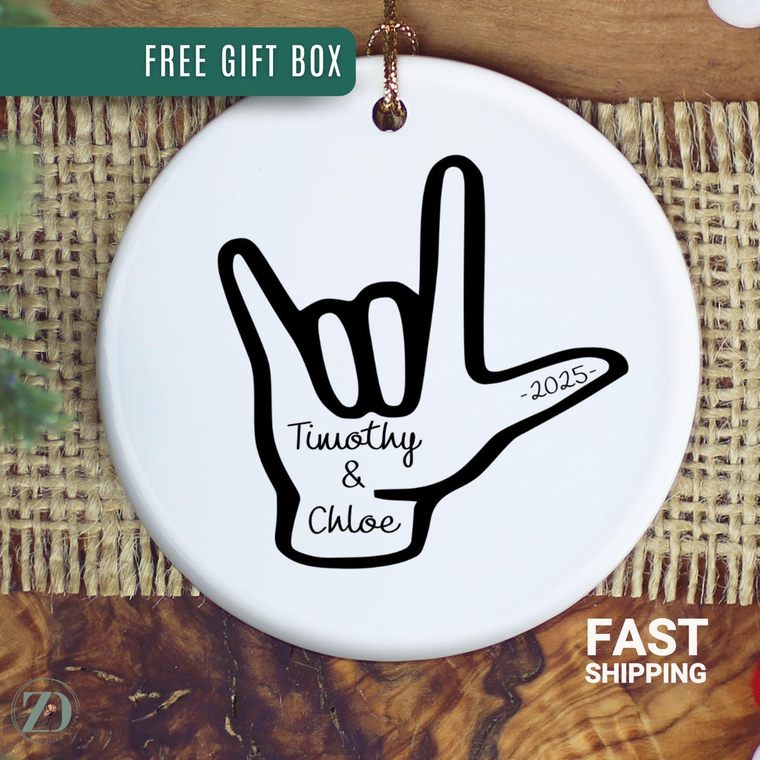 ASL I Love You Personalized Ornament, ASL Wedding Ornament Gift, ASL ...