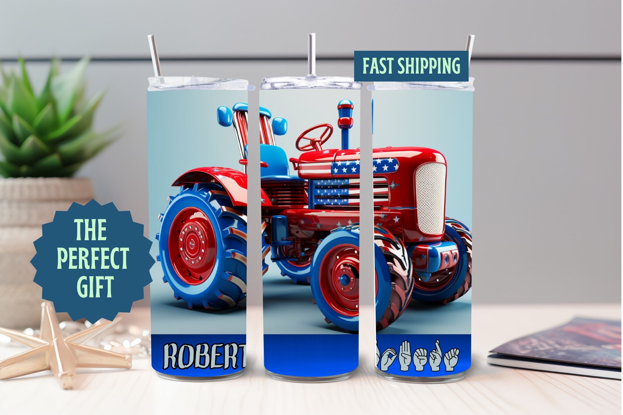 Tractor ASL Tumbler Sign Language Personalized 20oz Skinny - Etsy