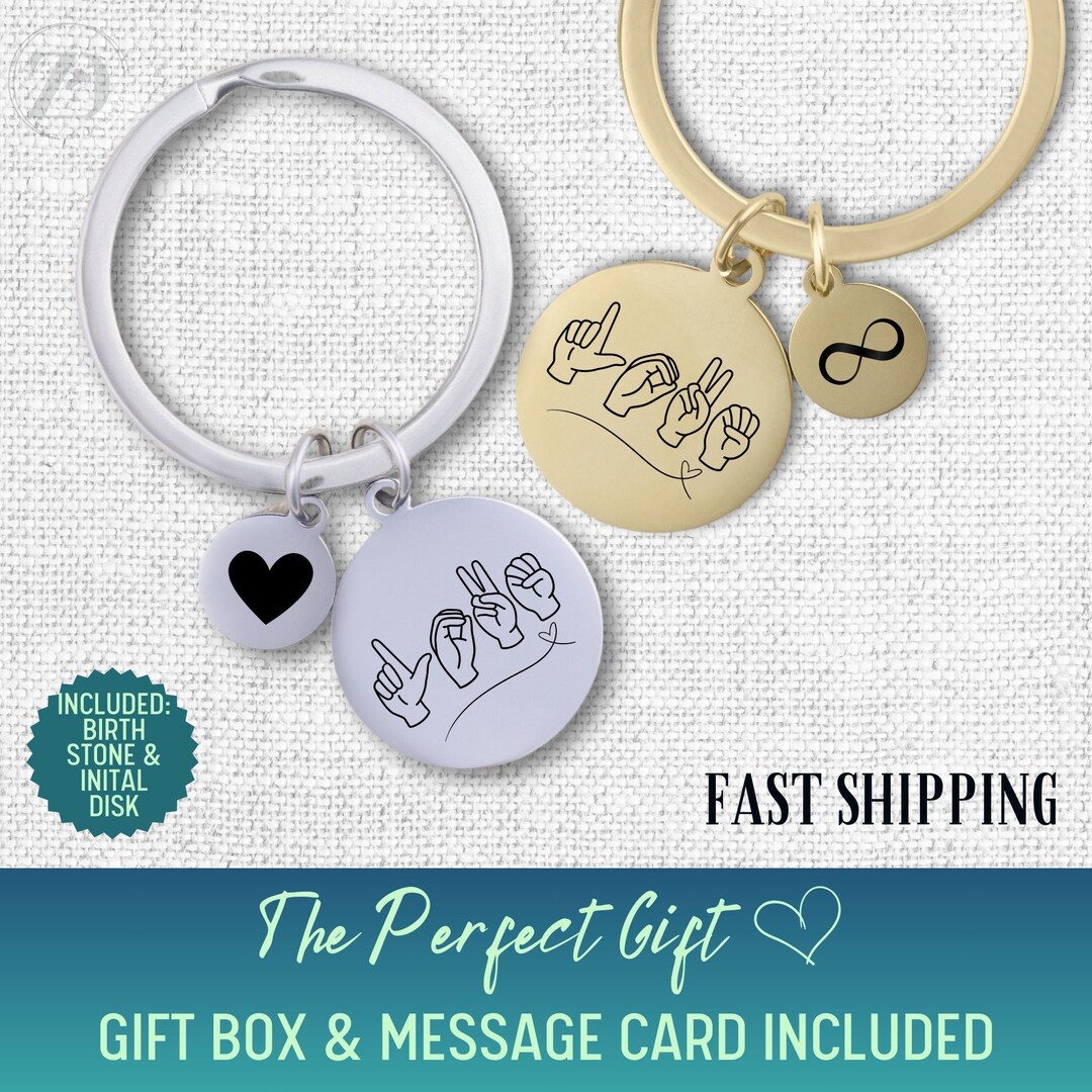 I Love You in ASL Keychain, Personalized Sign Language I Love You ...