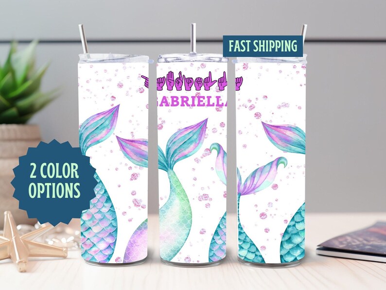 Mermaid Tail ASL Tumbler Sign Language Personalized 20oz - Etsy