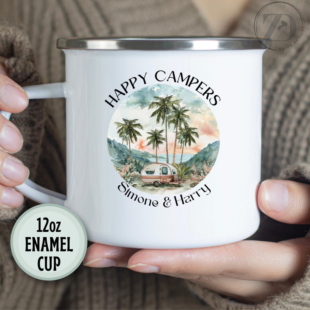 Happy Campers Personalized Camping Mug, Custom Campfire Mug, Caravan ...