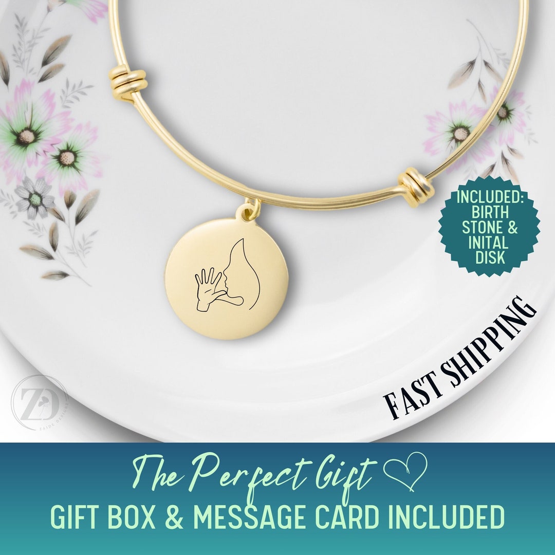 Personalized ASL Mom Bracelet, Sign Language Bracelet, Hand Gesture ...