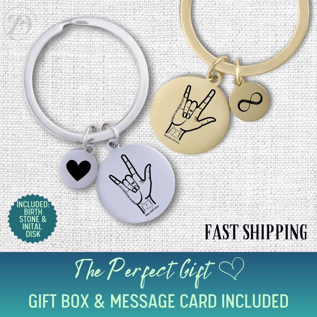Love Needs No Words ASL Keychain, Personalized Sign Language I Love You ...