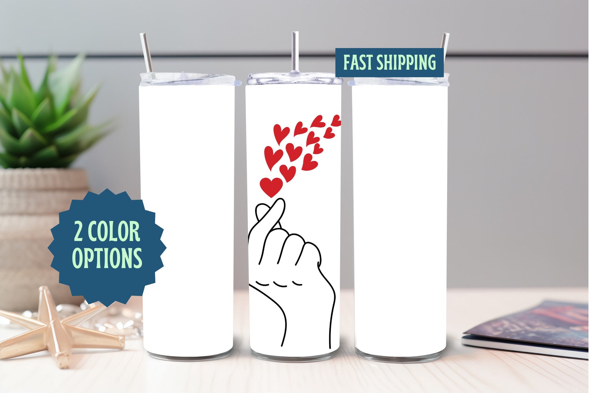 Korean Finger Heart 20oz Skinny Tumbler, Kpop Gifts, Finger Heart ...