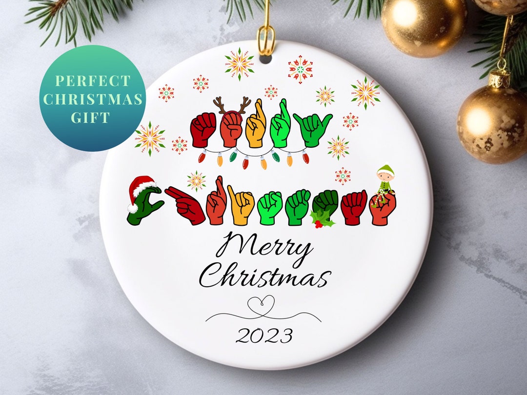 ASL Merry Christmas Ornament, American Sign Language Merry Christmas ...