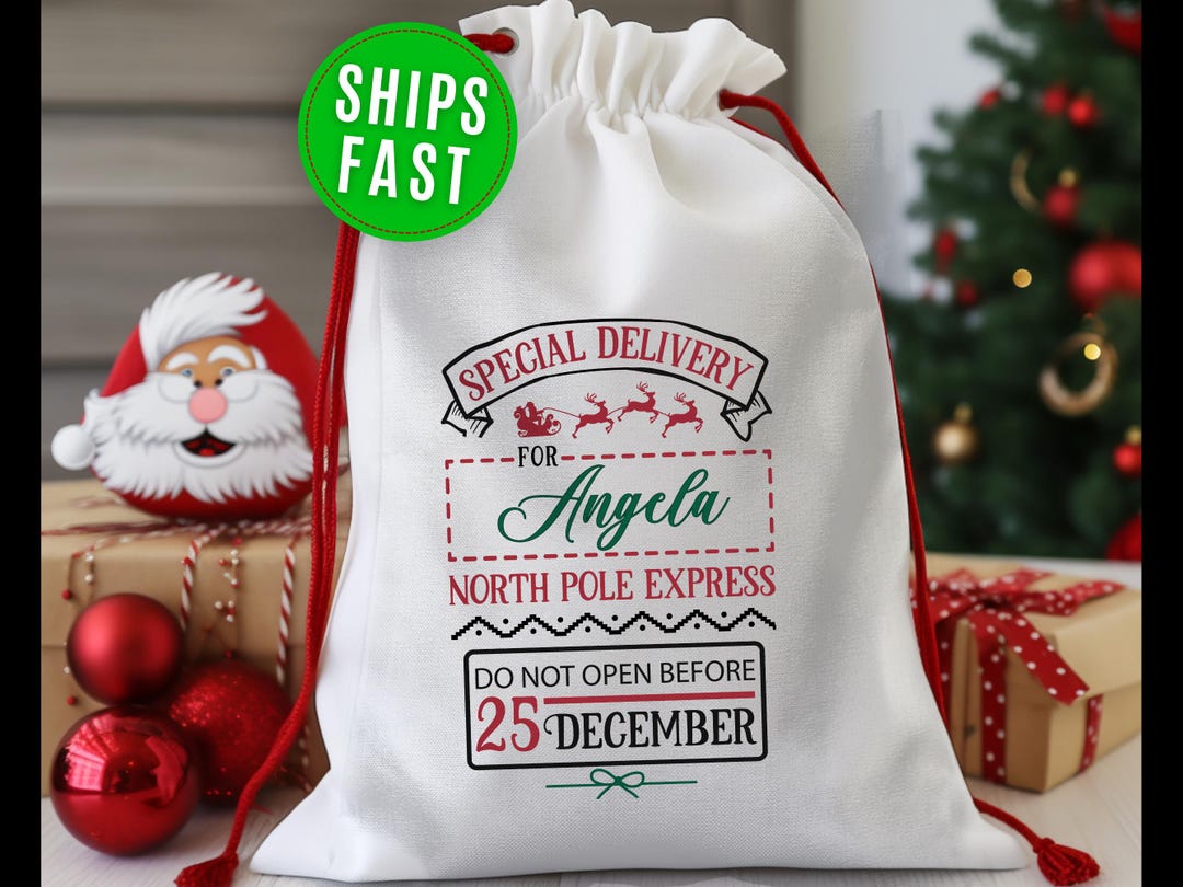 Custom Special Delivery From Santa Bag, Personalized Delivery Santa ...