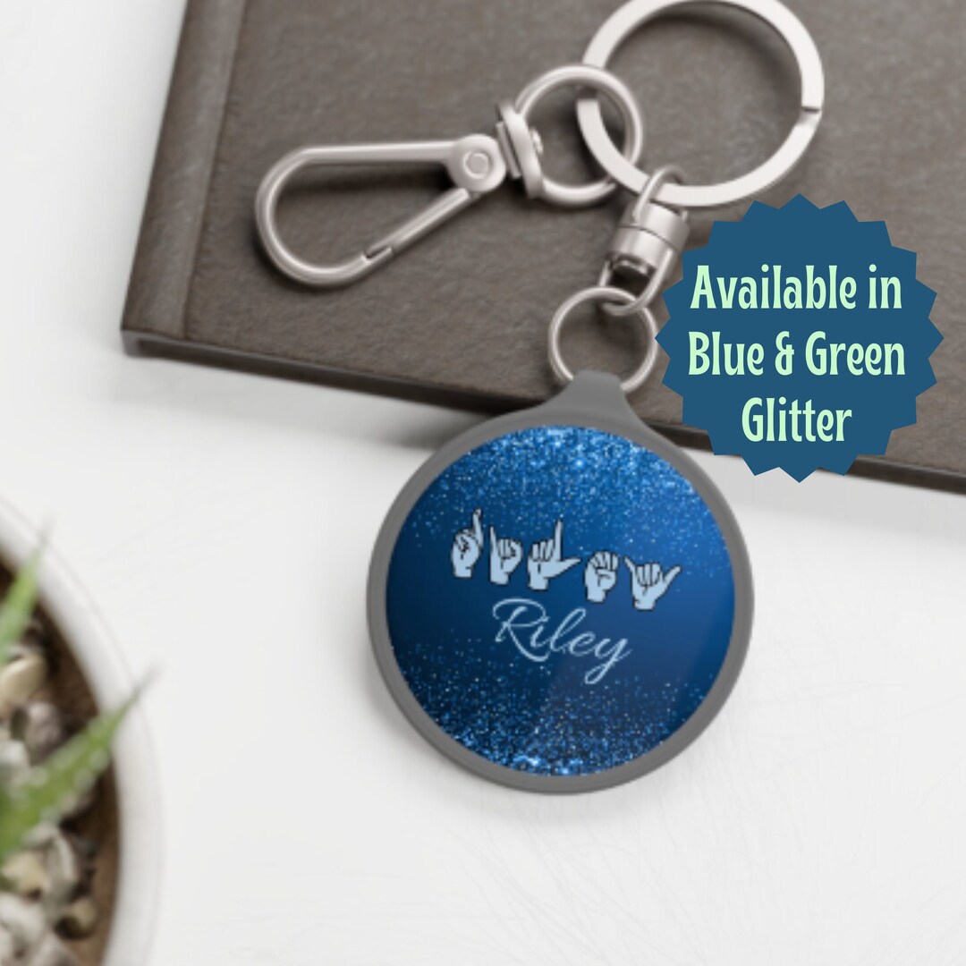 ASL Name Glitter Keychain Personalized, Sign Language Keychain, ASL ...