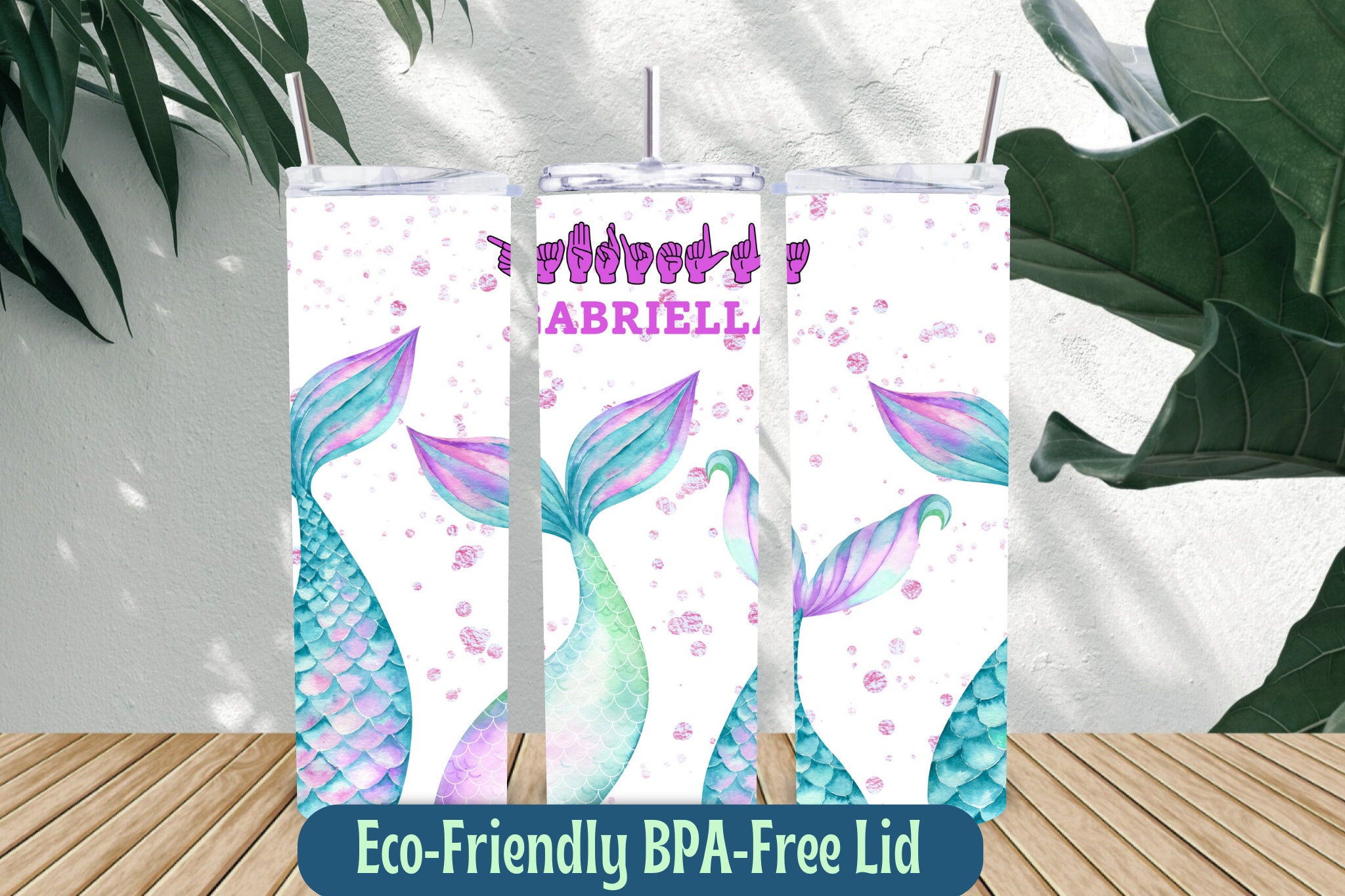 Mermaid Tail ASL Tumbler Sign Language Personalized 20oz - Etsy