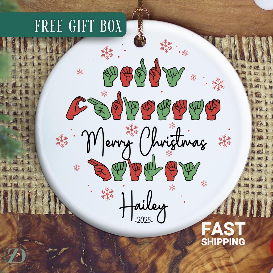 Personalized Christmas ASL Ornament, Sign Language Custom Gift Ornament ...