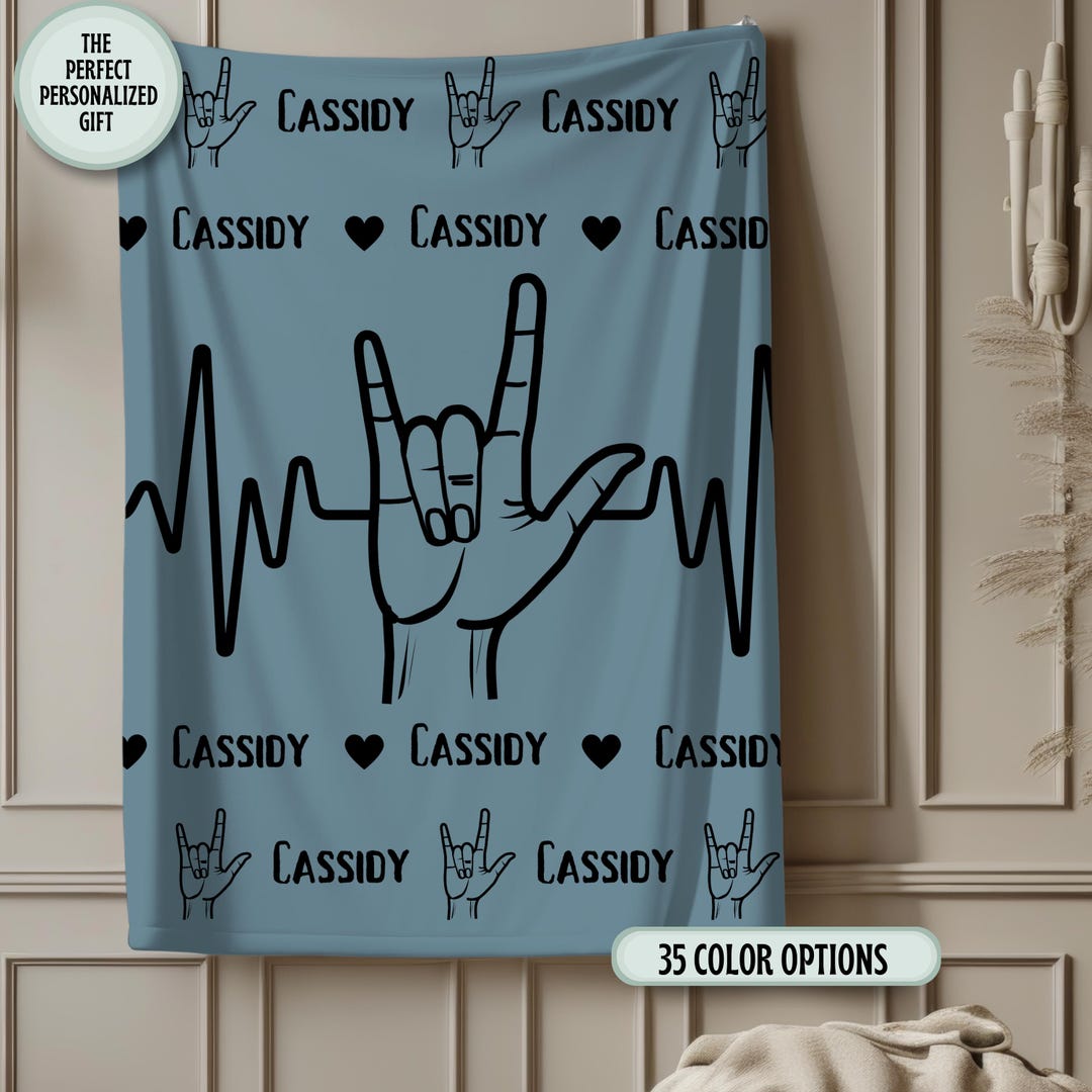 ASL Blankets, Personalized ASL I Love You Throw, Deaf Culture ILY Gift ...