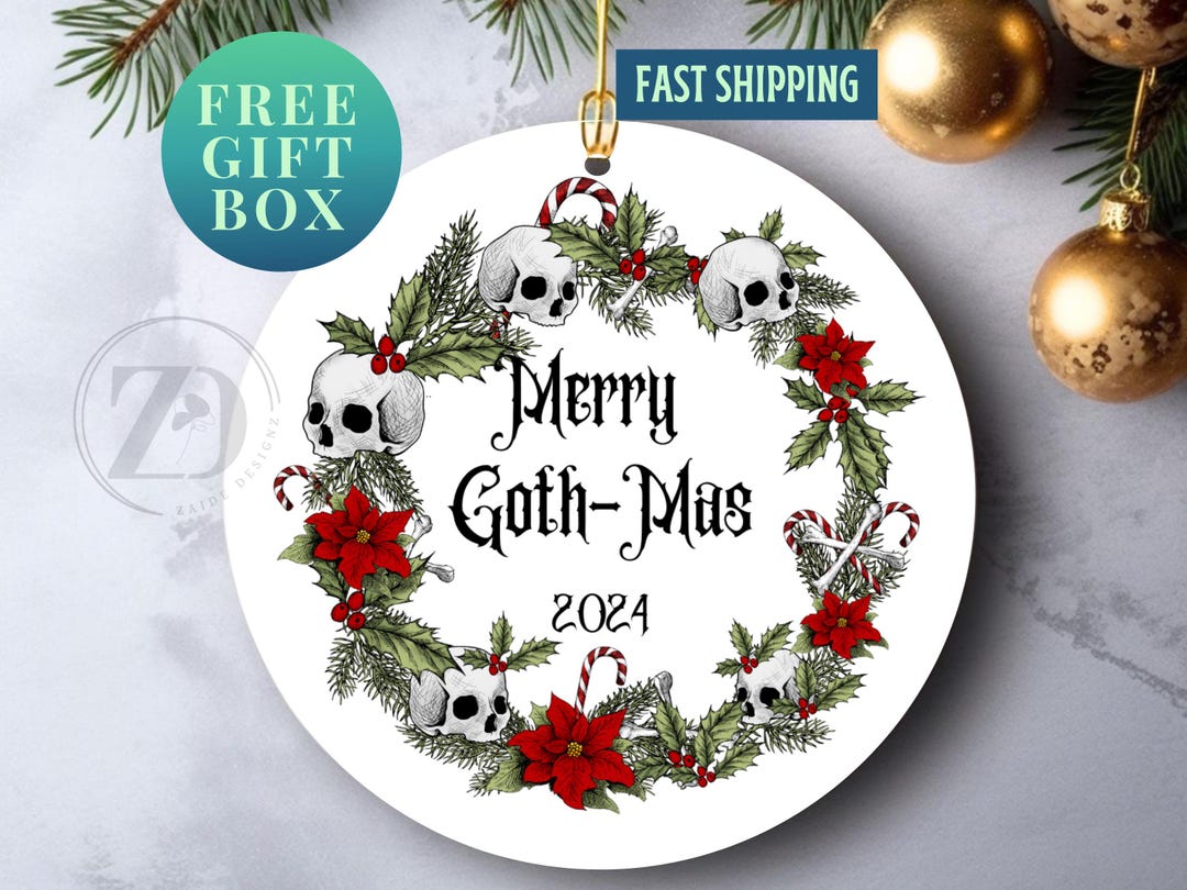Gothic Ornament, Merry Goth-mas Personalized Ornament, Goth Christmas ...